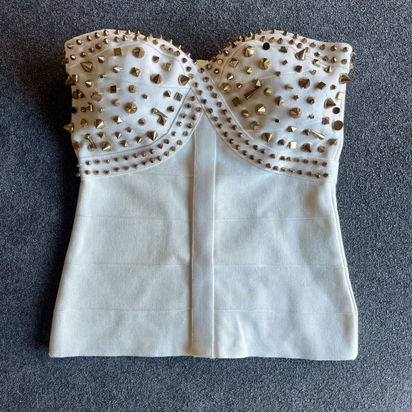 Kimikal | Tops | Kimikal White Bustier Corset Bandage Strapless Top ...